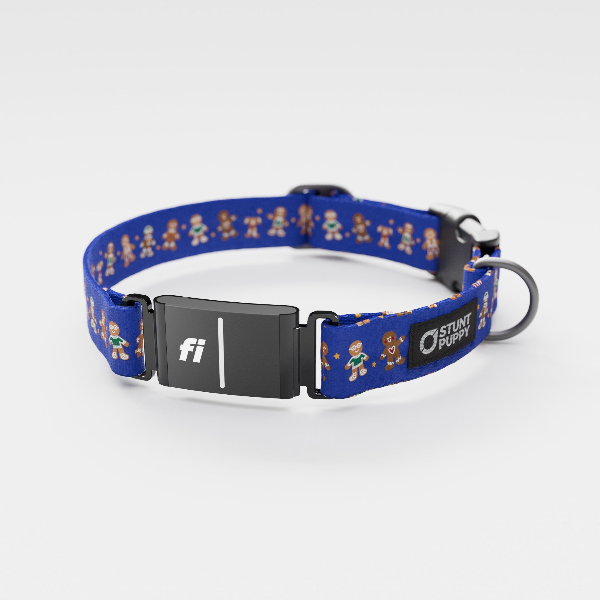 Fi GPS unit with Gingerbread Blue Pattern Collar | Dog Collar – Stunt Puppy
