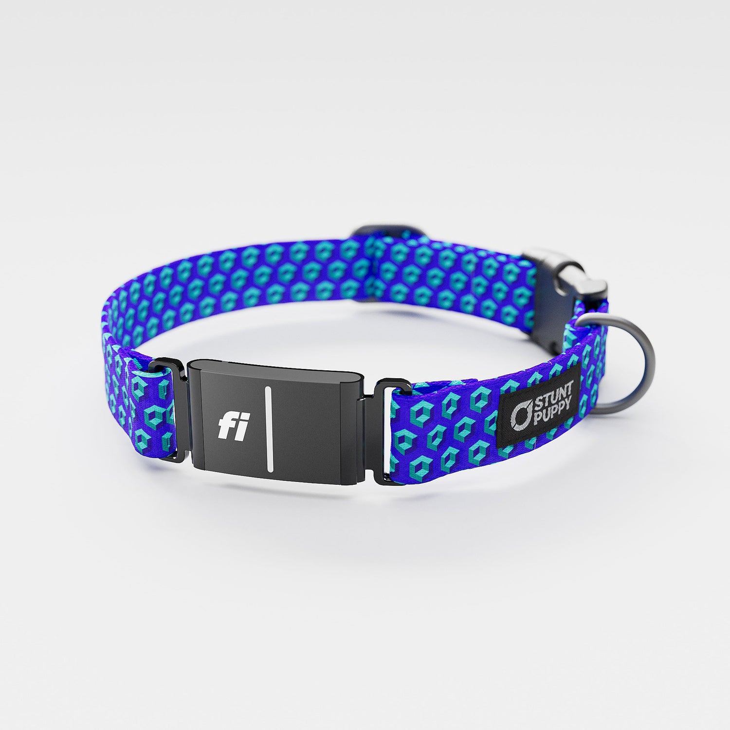 Fi GPS unit with Cubular Blue l Pattern Collar | Dog Collar – Stunt Puppy