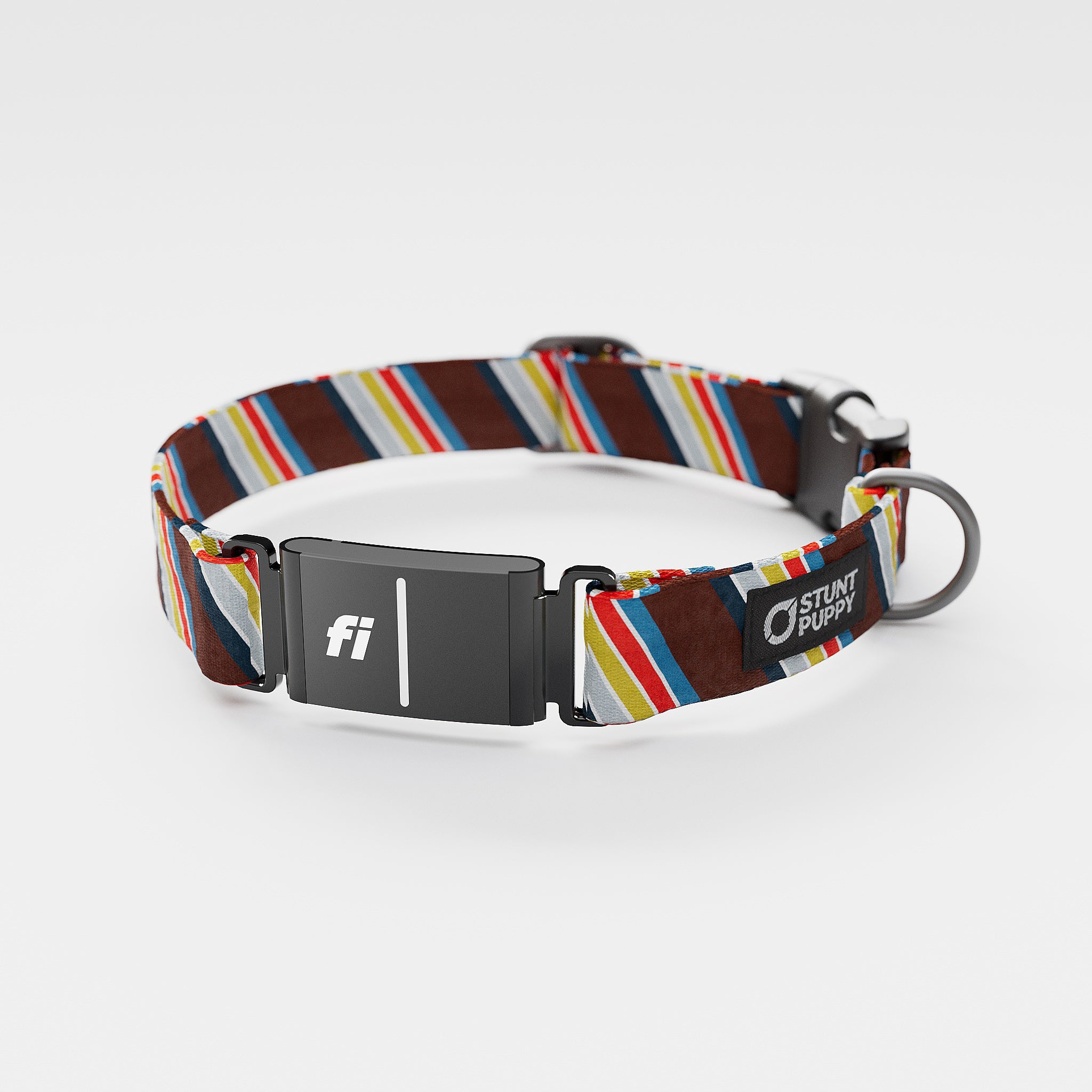 Fi GPS unit with Dads Tie l Pattern Collar | Dog Collar – Stunt Puppy