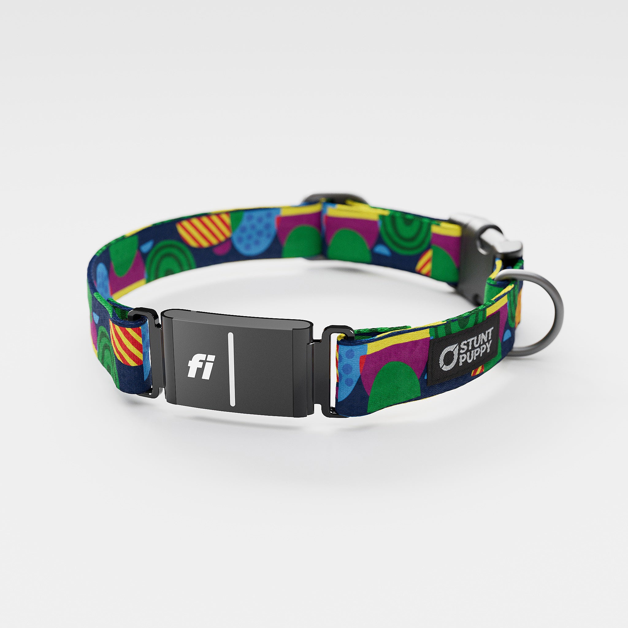 Fi GPS unit with Marbles Blue Red Green Pattern Collar | Dog Collar ...