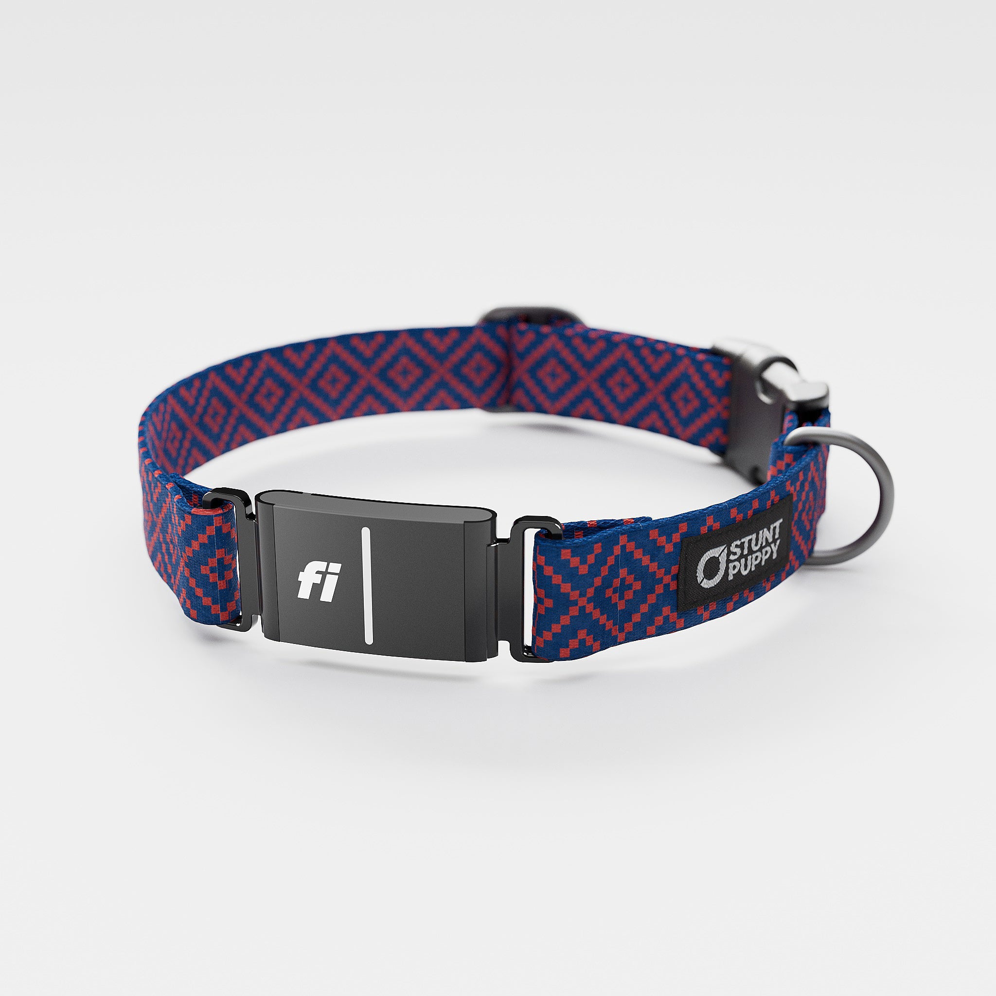 Fi GPS unit with Pixie Blue Red Pattern Collar | Dog Collar – Stunt Puppy
