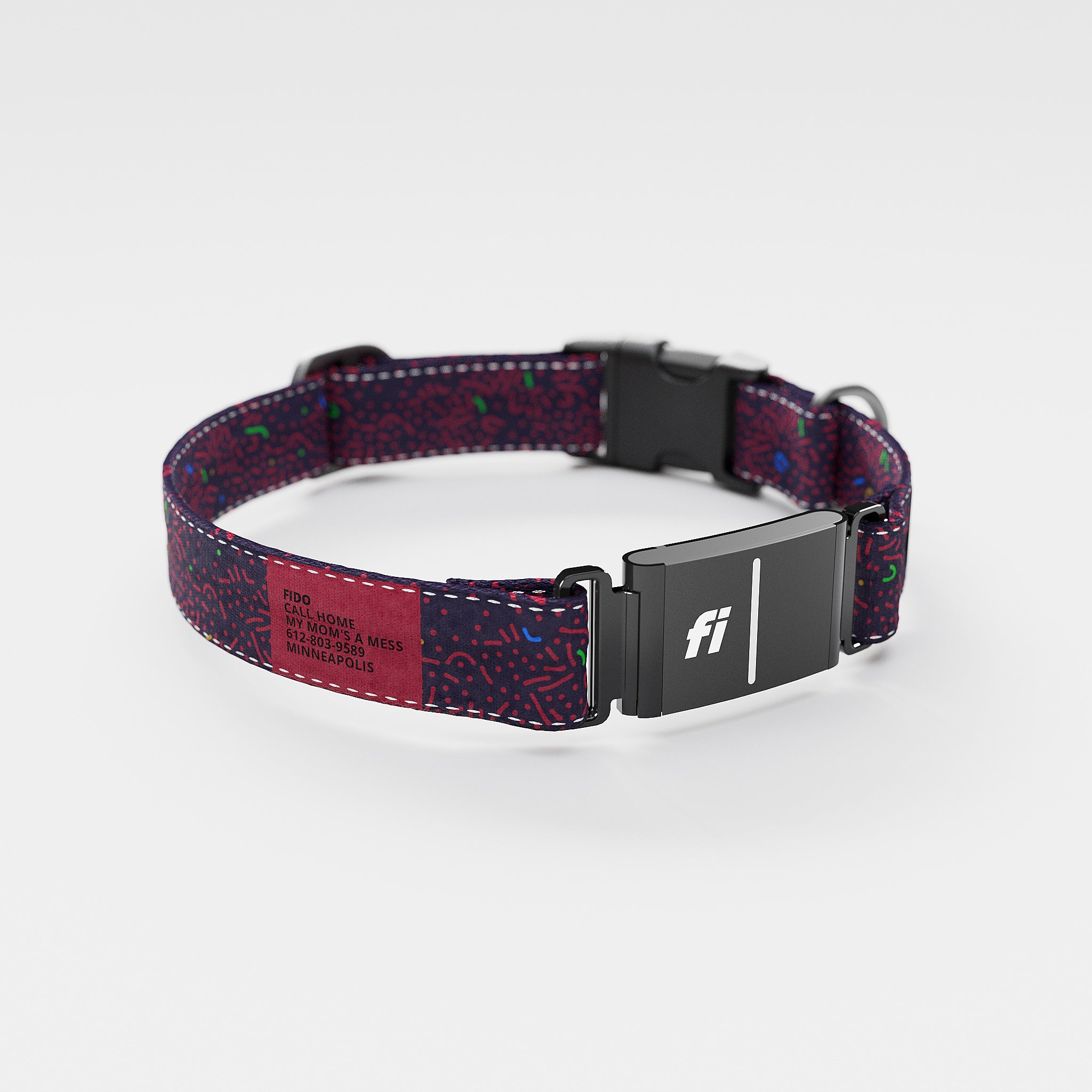 Fi GPS unit with Petri Navy Pattern Collar | Dog Collar – Stunt Puppy